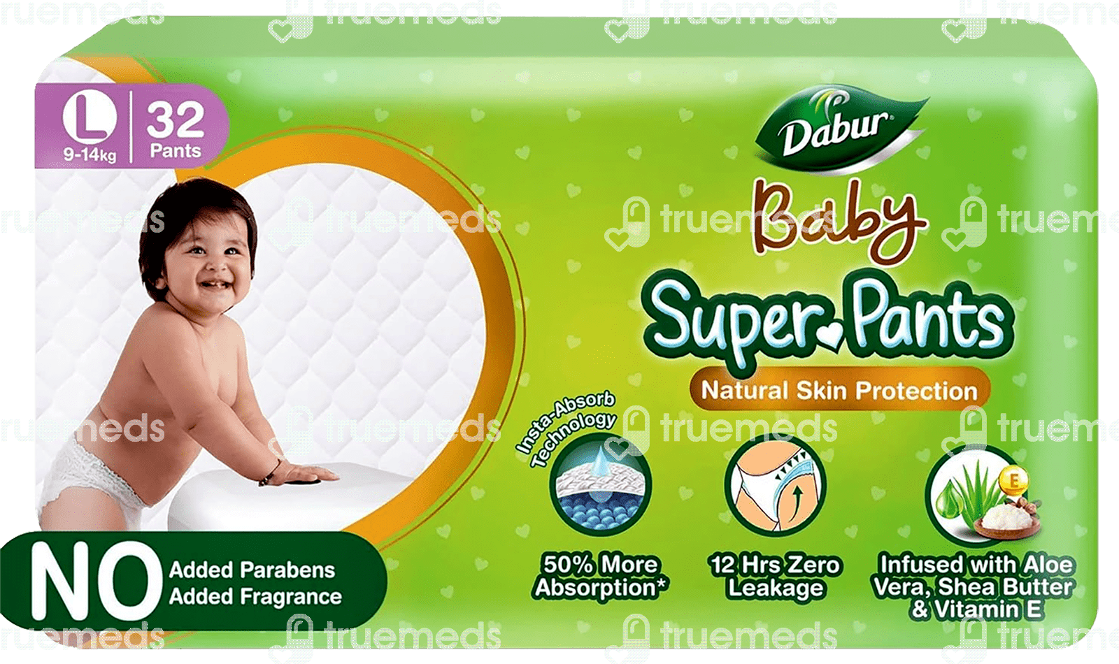 Dabur Baby Super Pants Large 9 To 14 Kg Pack Of 32 - Uses, Side Effects ...