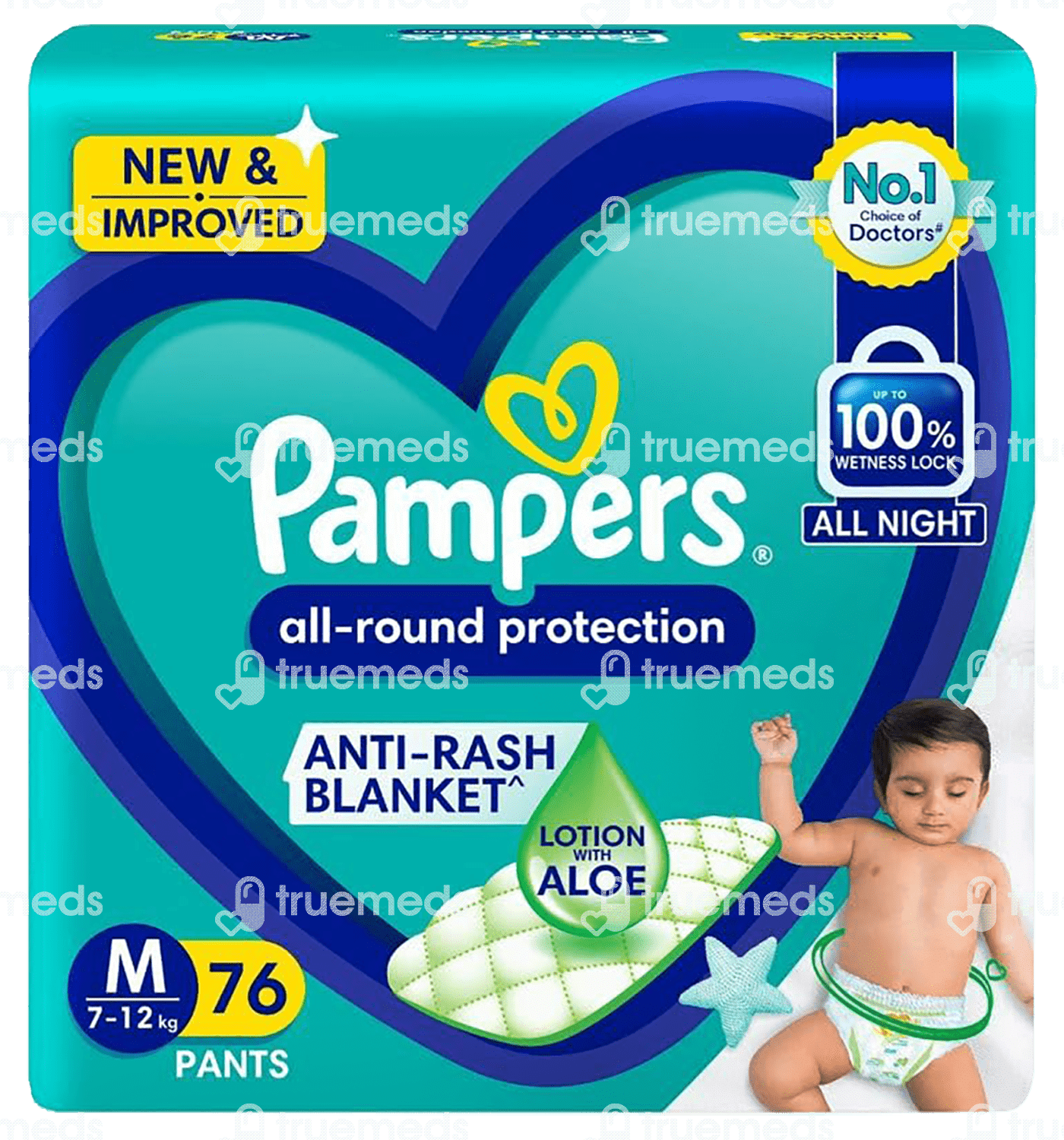 Pampers All Round Protection Medium Diaper 76 - Uses, Side Effects ...