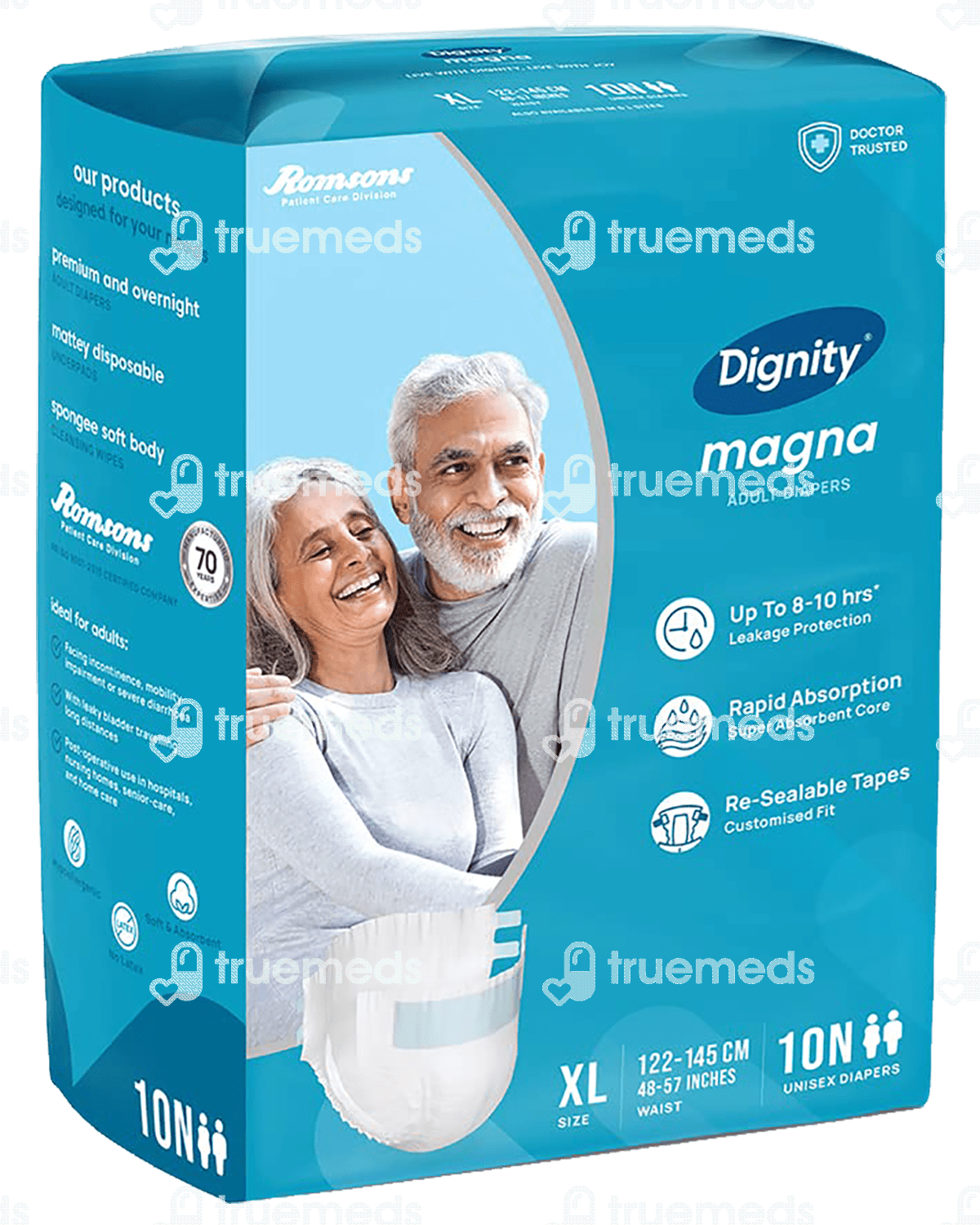 Dignity Magna Medium Unisex Adult Diaper 10 - Uses, Side Effects ...