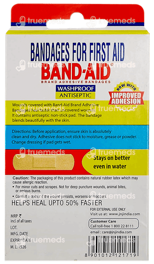 Johnsons Washproof Band Aid 10 - Uses, Side Effects, Dosage, Price ...
