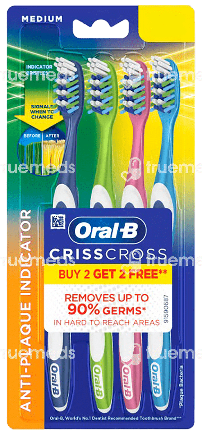 Oral B Criss Cross With Anti Plaque Indicator Medium Toothbrush Buy 2 ...