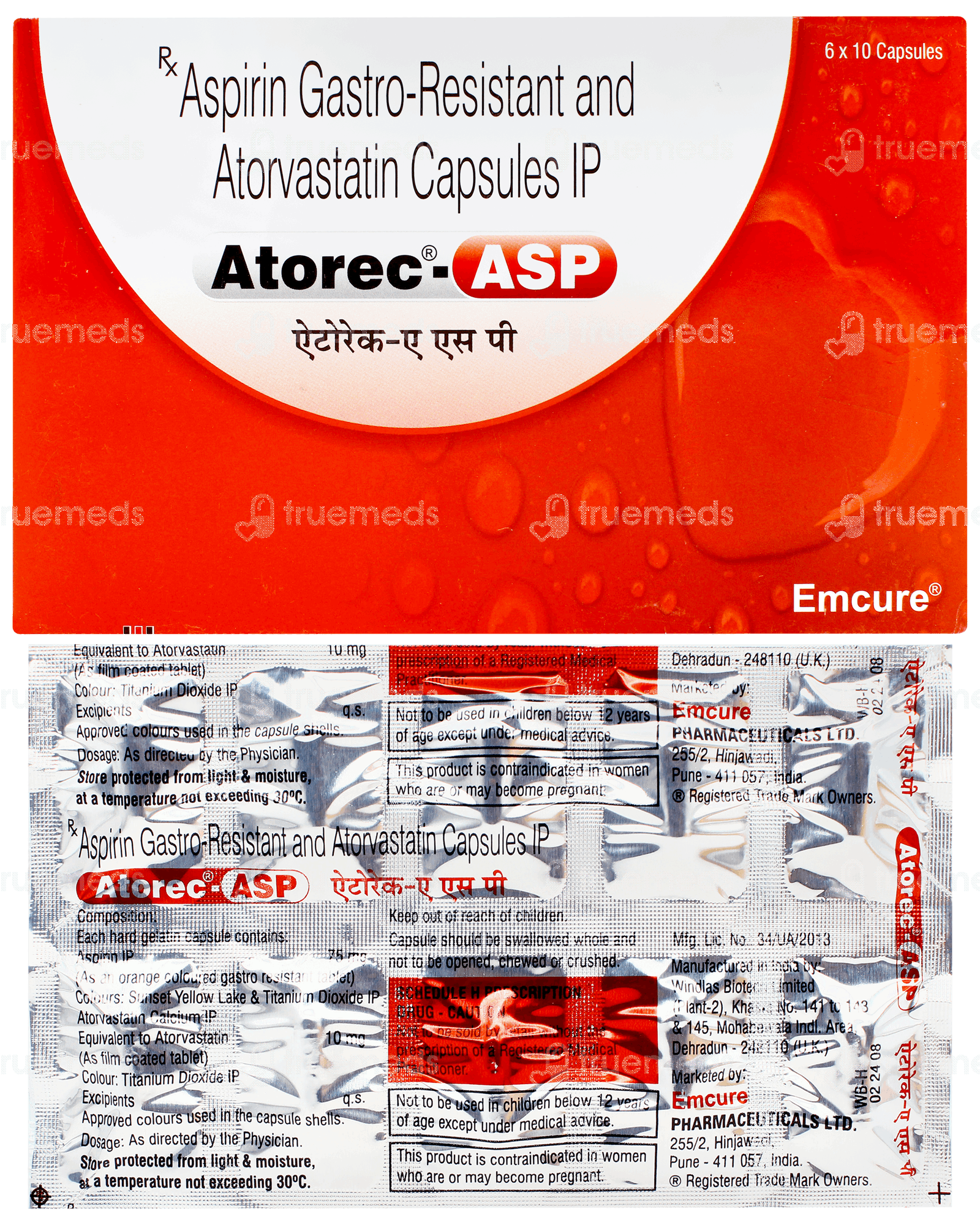 Atorec Asp 10/75 MG | Order Atorec Asp 10/75 MG Capsule Online at Truemeds