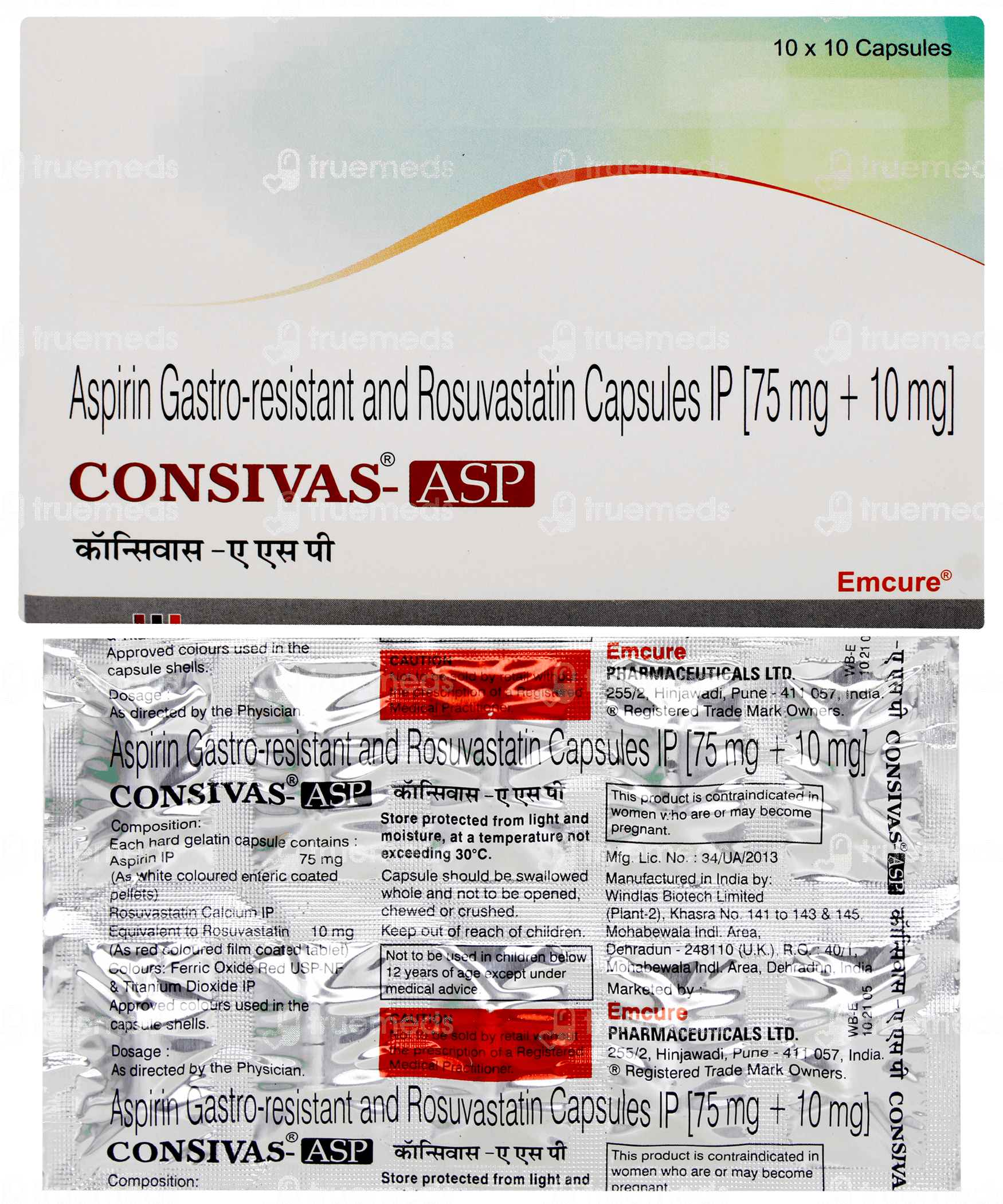 Consivas Asp 1075 Mg Capsule 10 - Uses, Side Effects, Dosage, Price ...