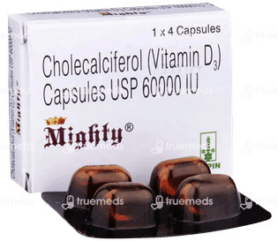 Mighty 60000 Iu Capsule 4 - Uses, Side Effects, Dosage, Price | Truemeds