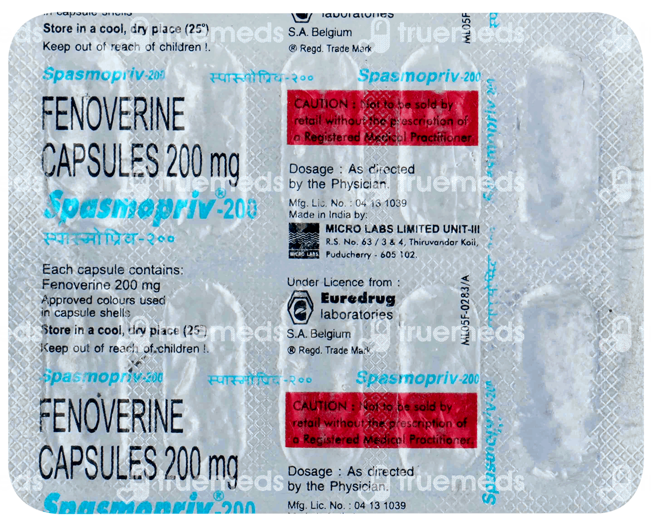 Spasmopriv 200 Mg Capsule 10 - Uses, Side Effects, Dosage, Price | Truemeds