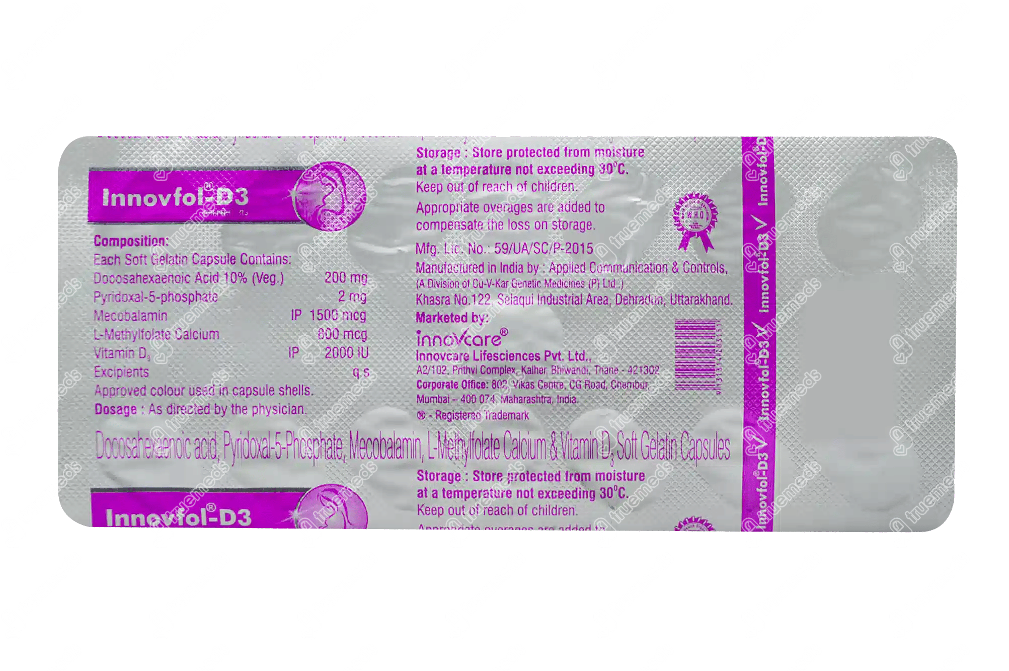 Innovfol D3 Capsule 15 - Uses, Side Effects, Dosage, Price | Truemeds