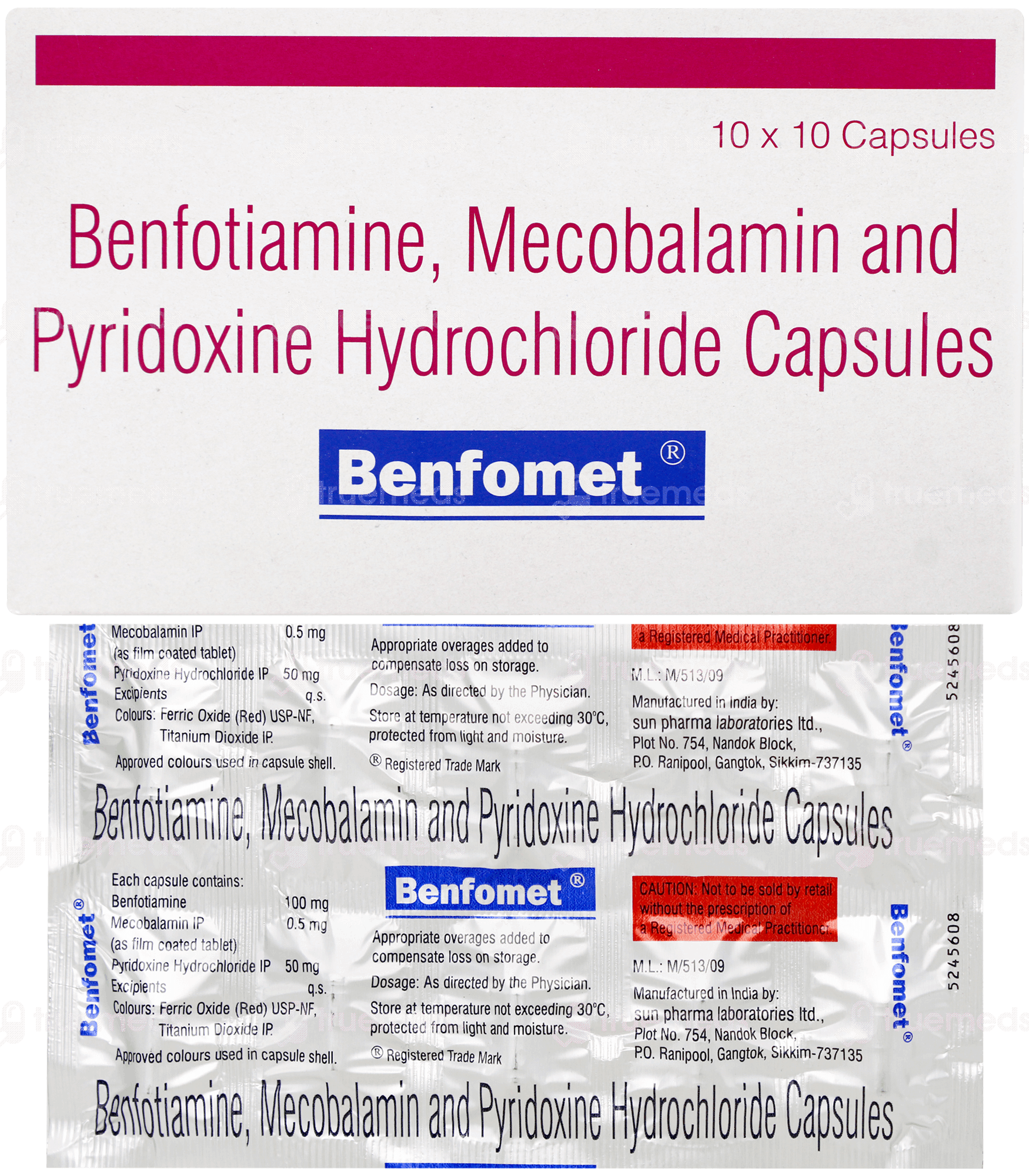 Benfomet 1000550 Mg Capsule 10 - Uses, Side Effects, Dosage, Price ...