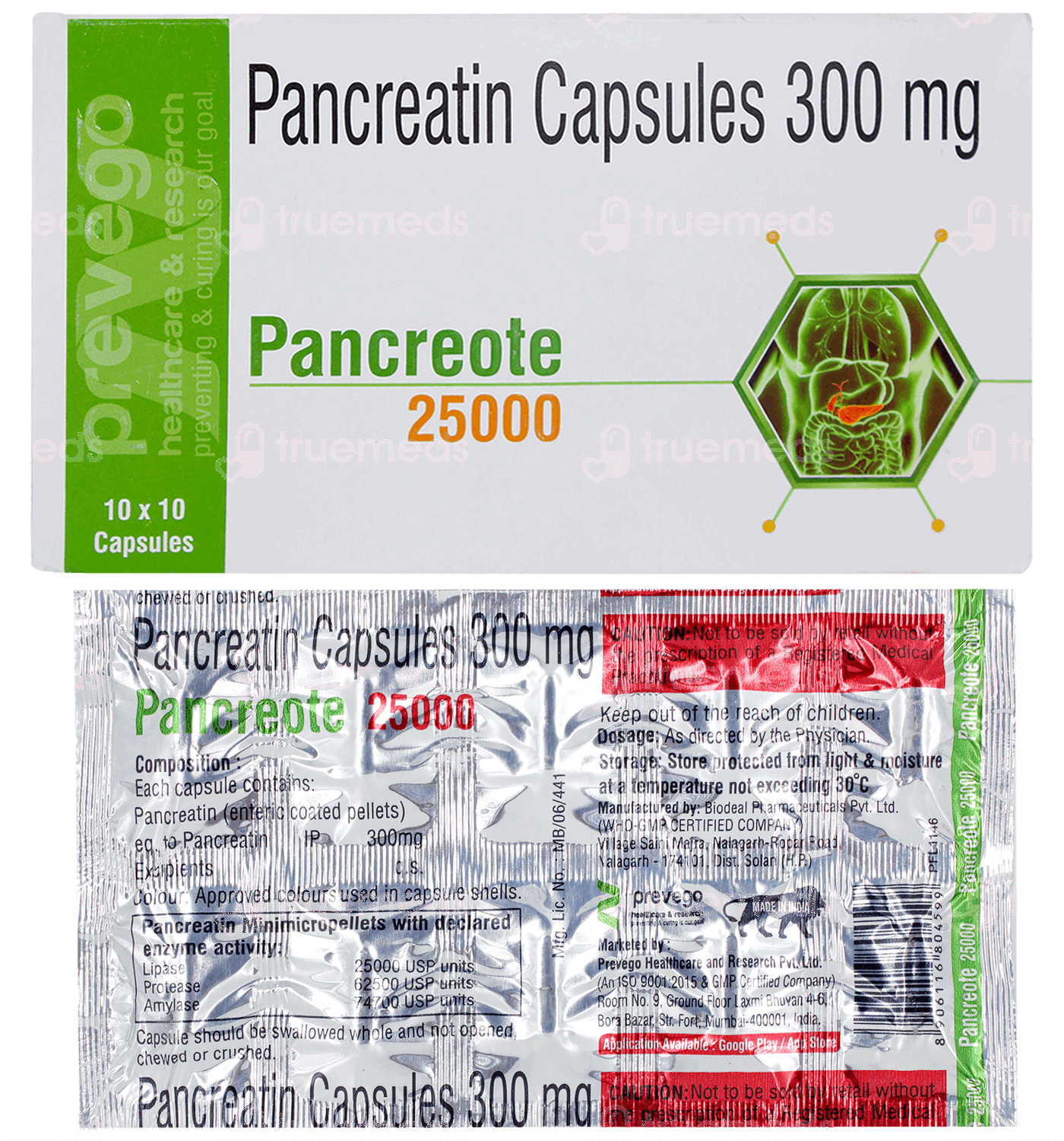 Pancreote 25000 Capsule 10 - Uses, Side Effects, Dosage, Price | Truemeds