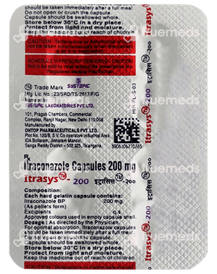 Itrasys 200 Mg Capsule 4 - Uses, Side Effects, Dosage, Price | Truemeds