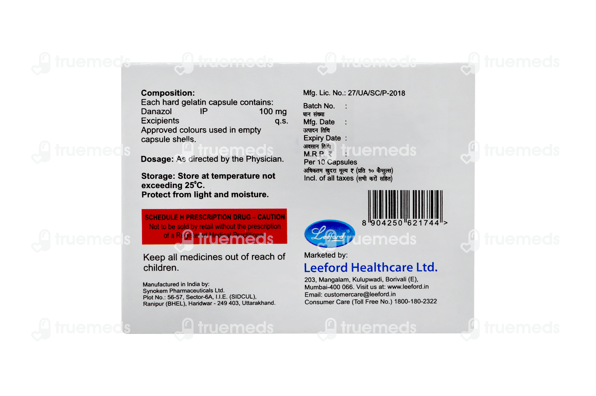 Dansoford 100 MG | Order Dansoford 100 MG Capsule Online at Truemeds