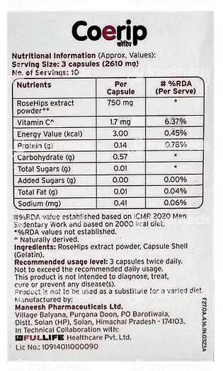 Coerip 750 Mg Capsule 30 - Uses, Side Effects, Dosage, Price | Truemeds