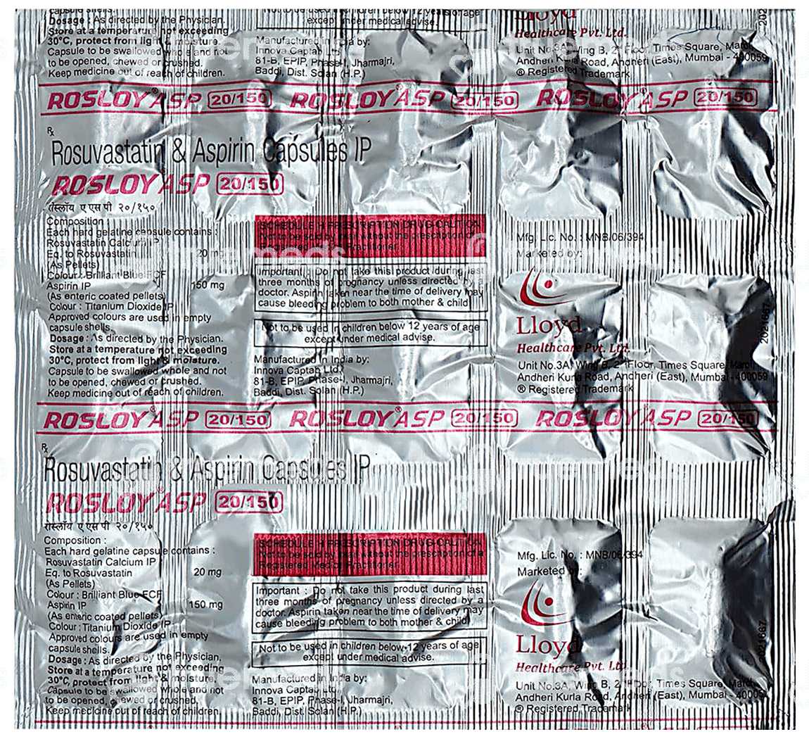Rosloy Asp 20150 Mg Capsule 15 - Uses, Side Effects, Dosage, Price ...
