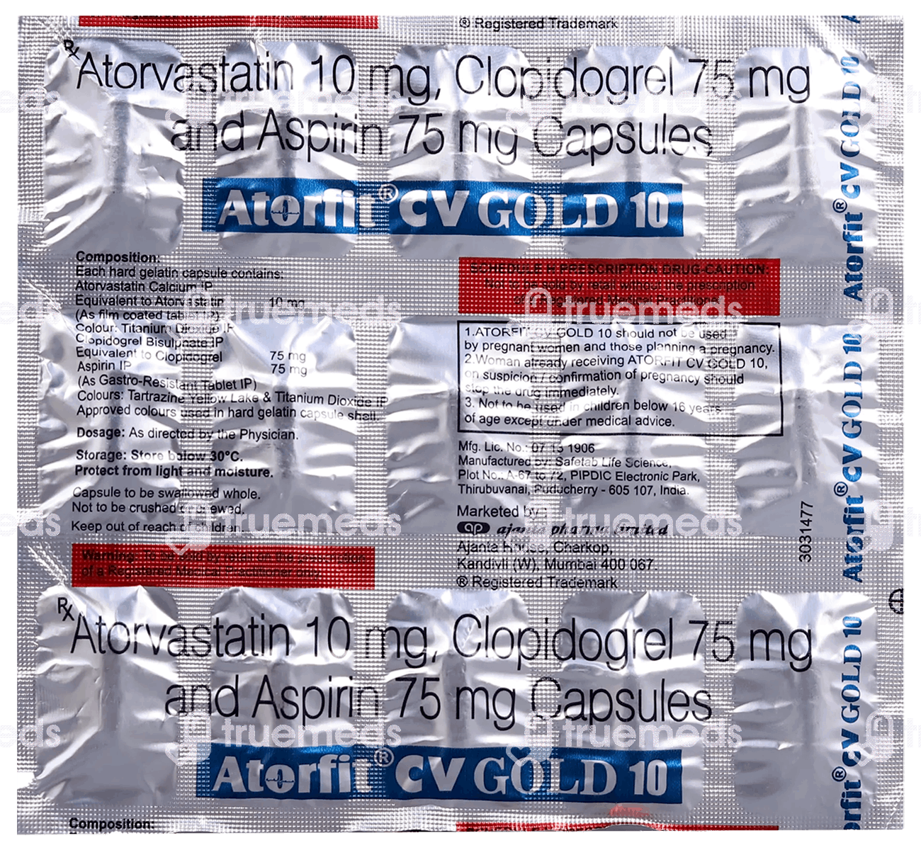 Atorfit Cv Gold 10 Capsule 15 - Uses, Side Effects, Dosage, Price ...
