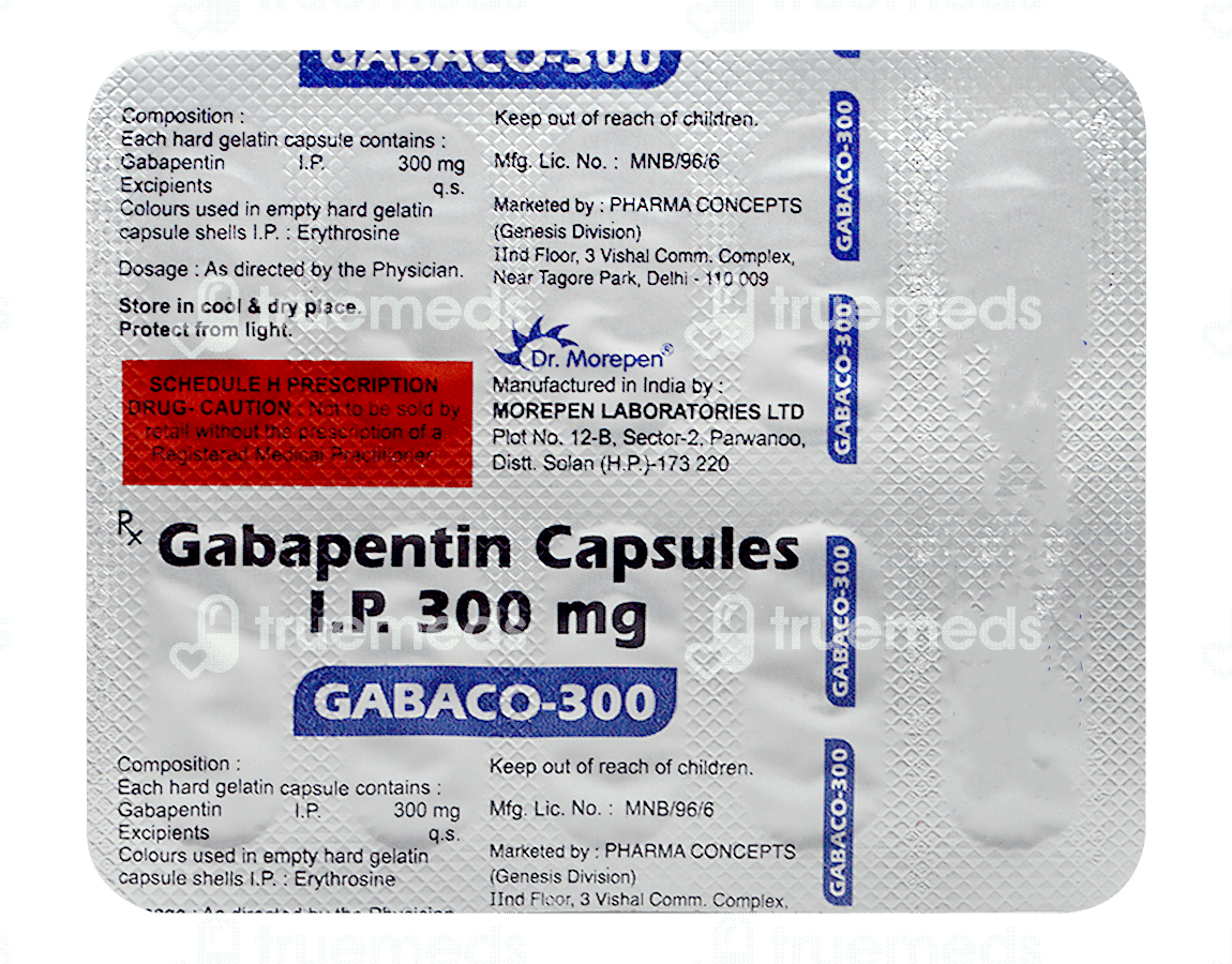 Gabaco 300 Mg Capsule 10 - Uses, Side Effects, Dosage, Price | Truemeds