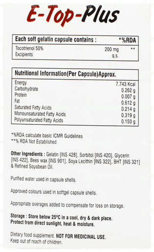 E Top Plus Capsule 10 - Uses, Side Effects, Dosage, Price | Truemeds