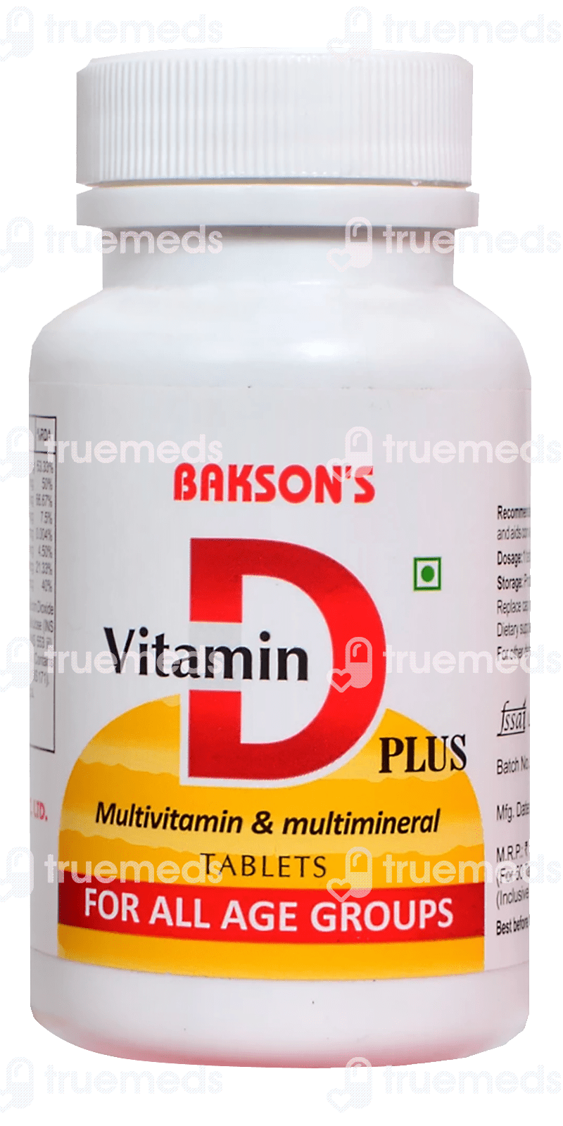 Baksons Vitamin D Plus Tablet 50 - Uses, Side Effects, Dosage, Price ...