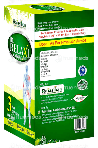 Dr Relaxi Rajasthan Capsules 40 - Uses, Side Effects, Dosage, Price ...