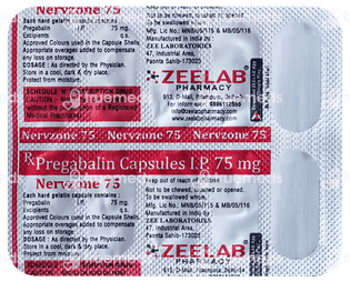 Nervzone 75 Mg Capsule 10 - Uses, Side Effects, Dosage, Price | Truemeds