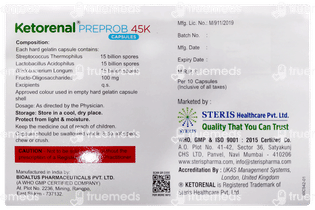 Ketorenal Preprob 45k Capsule 10 - Uses, Side Effects, Dosage, Price ...
