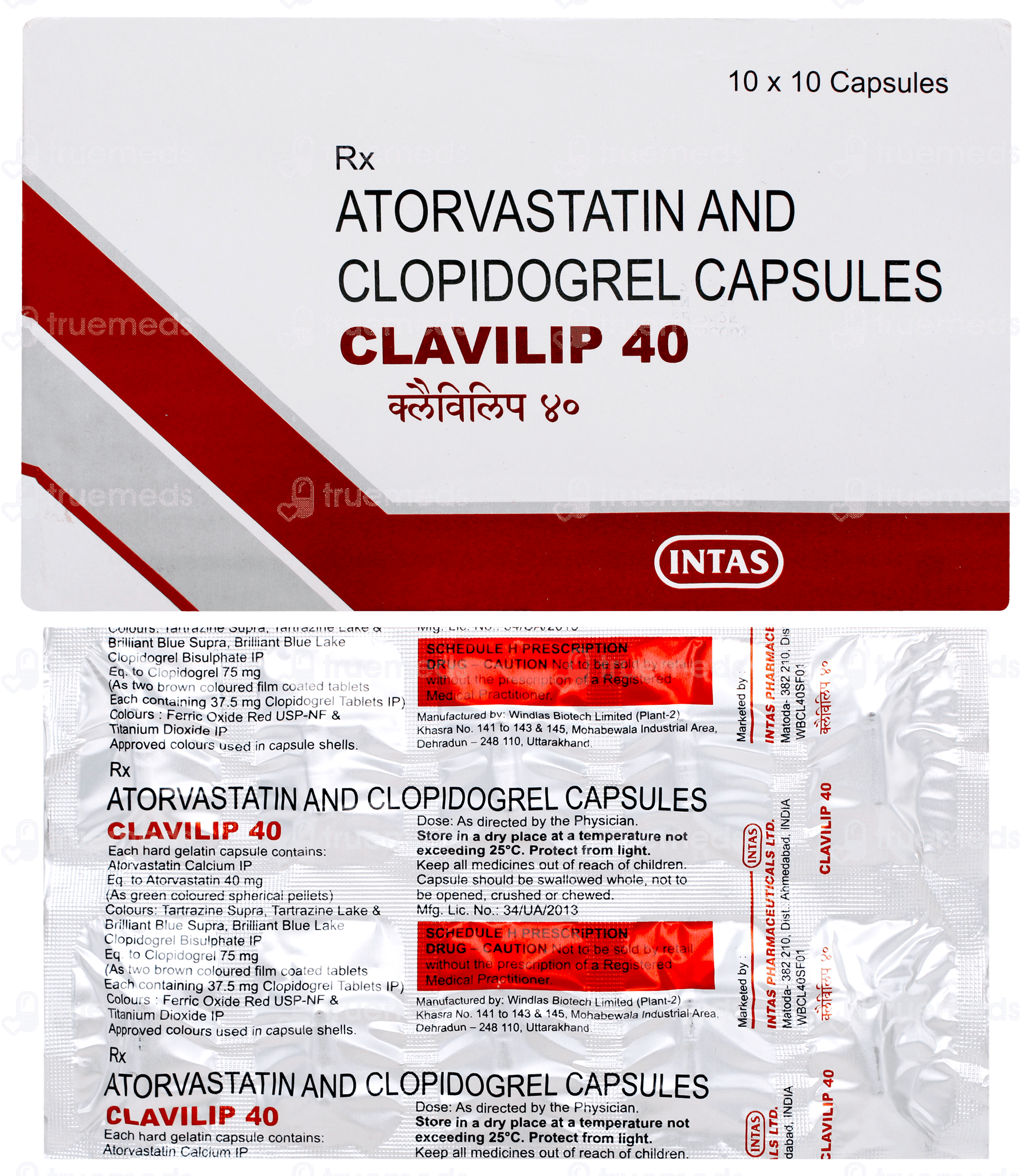 Clavilip 40 Mg Capsule 10 - Uses, Side Effects, Dosage, Price | Truemeds