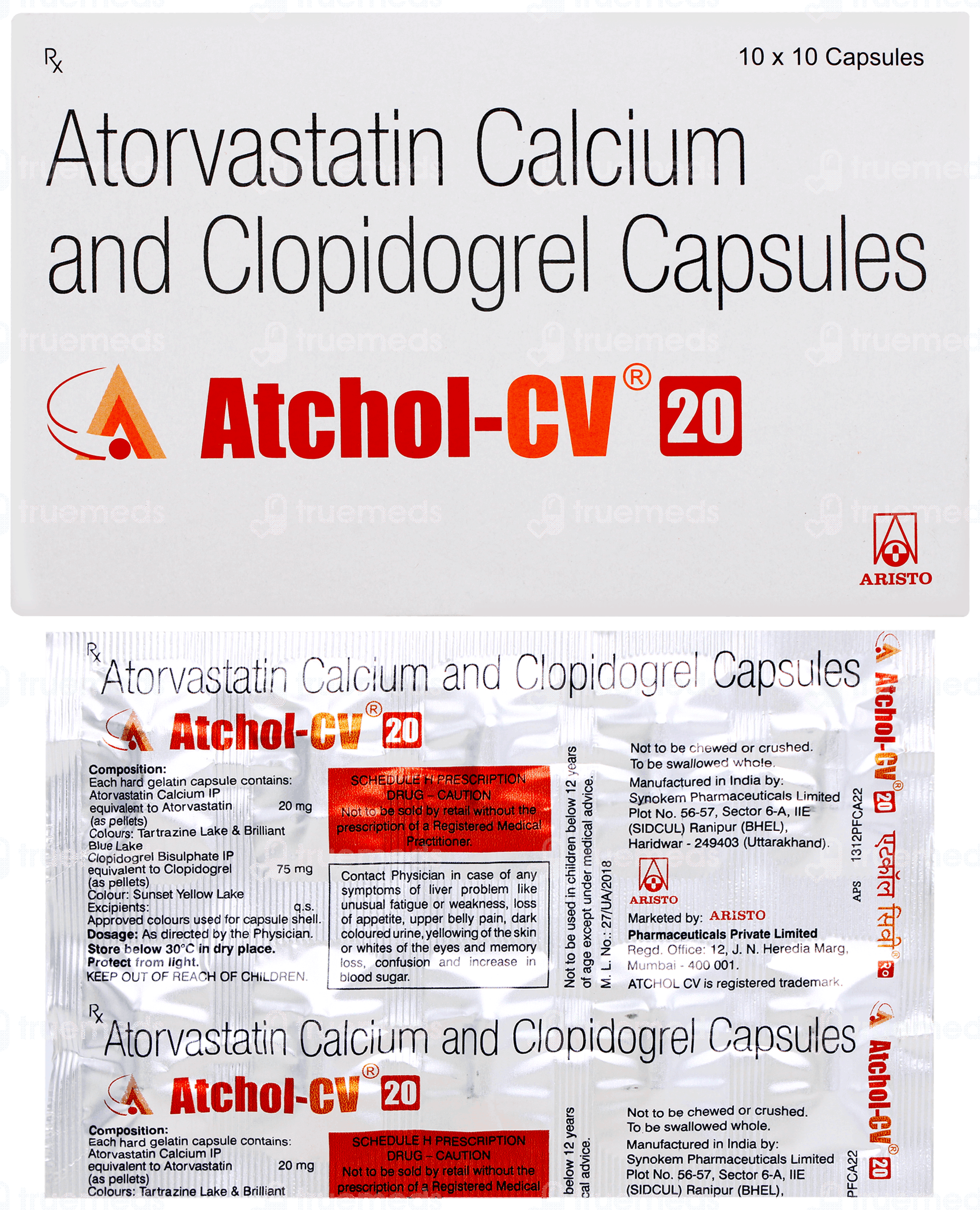 Atchol Cv 20 Mg Capsule 10 - Uses, Side Effects, Dosage, Price | Truemeds