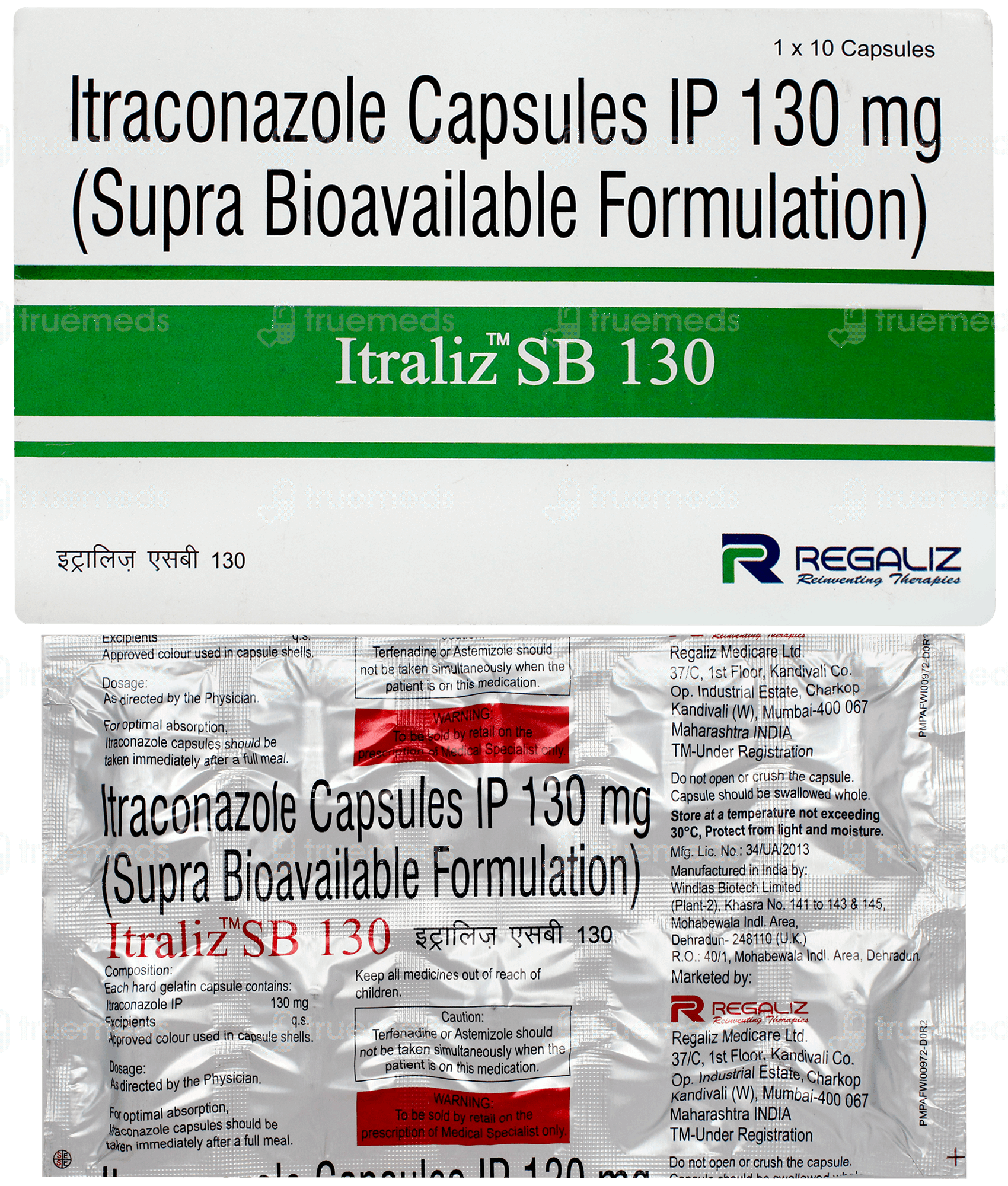 Itraliz Sb 130 Capsule 10 - Uses, Side Effects, Dosage, Price | Truemeds
