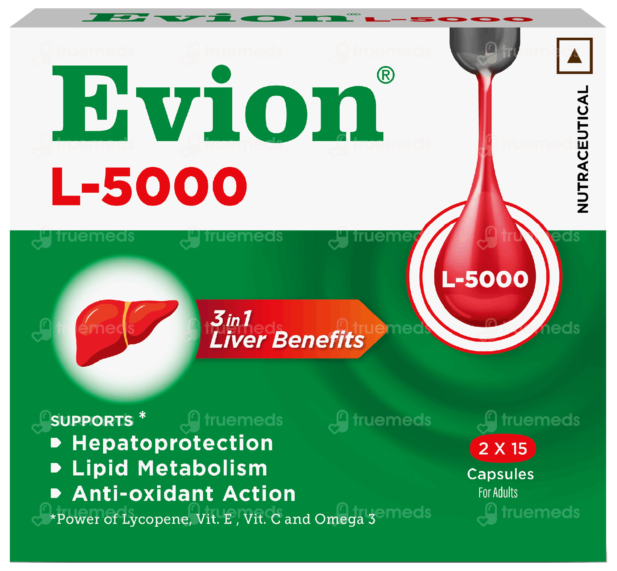 Evion L 5000 2 Pack Of 15 Capsules - Uses, Side Effects, Dosage, Price ...