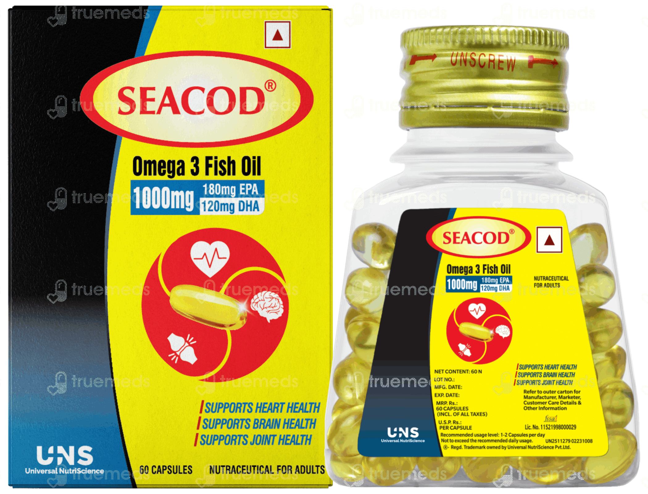 Seacod Omega 3 Fish Oil 1000mg Capsule 60 - Uses, Side Effects, Dosage ...