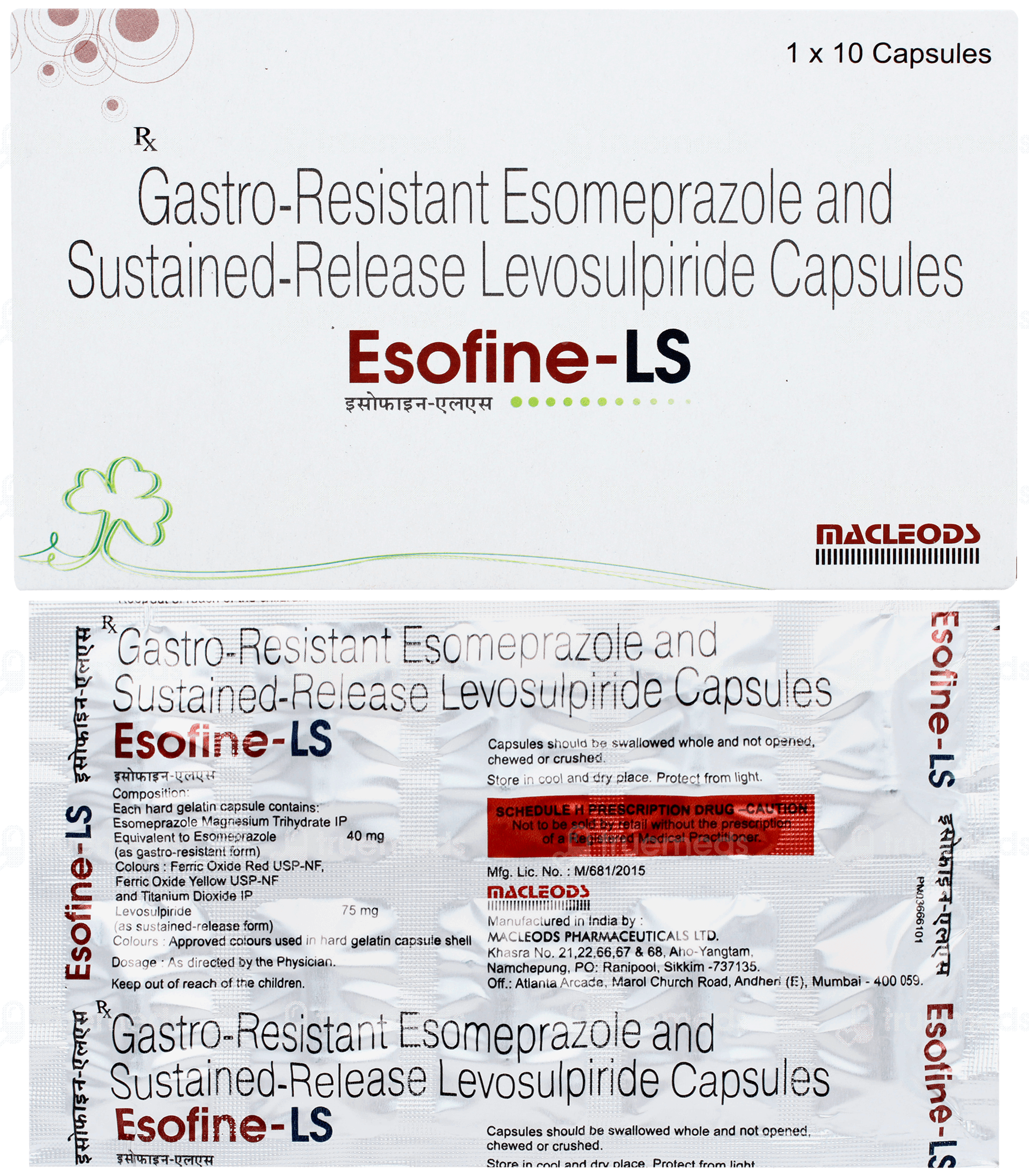 Esofine Ls 75/40 MG | Order Esofine Ls 75/40 MG Capsule Sr Online at ...