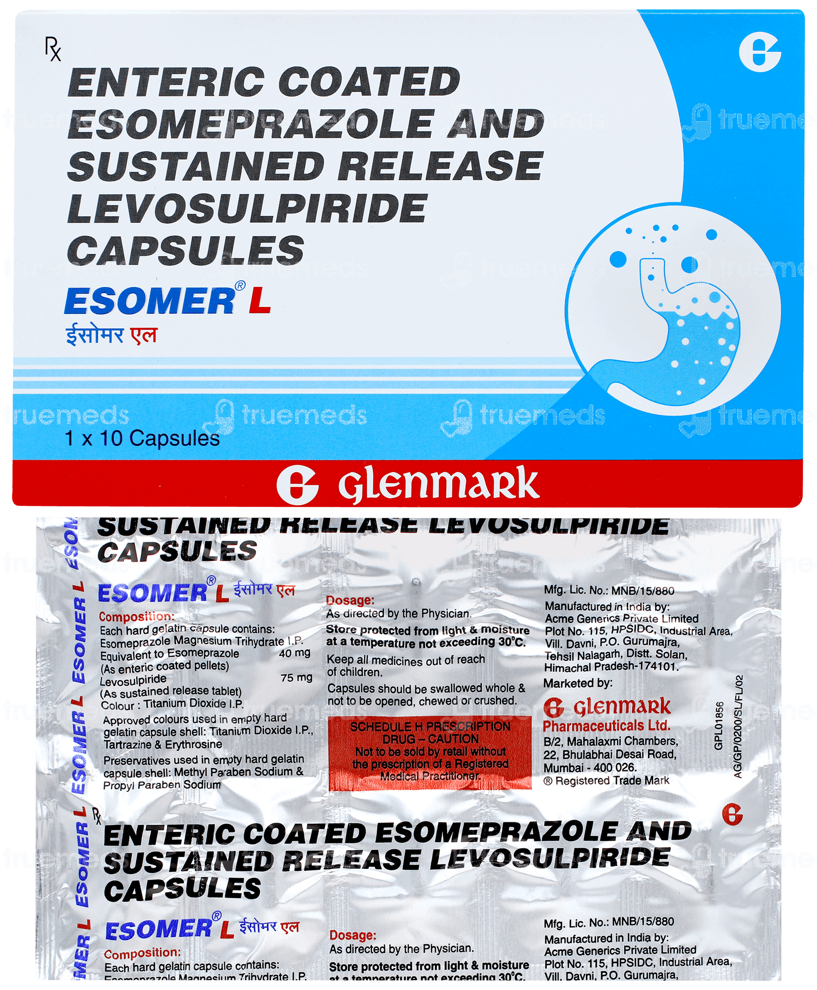 Esomer L 40/75 MG | Order Esomer L 40/75 MG Capsule Sr Online at Truemeds
