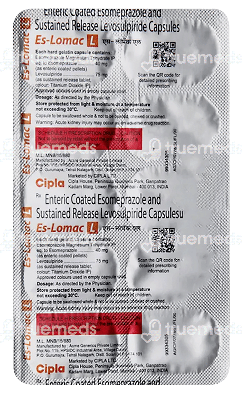 Es Lomac L Capsules Sr 10 - Uses, Side Effects, Dosage, Price | Truemeds