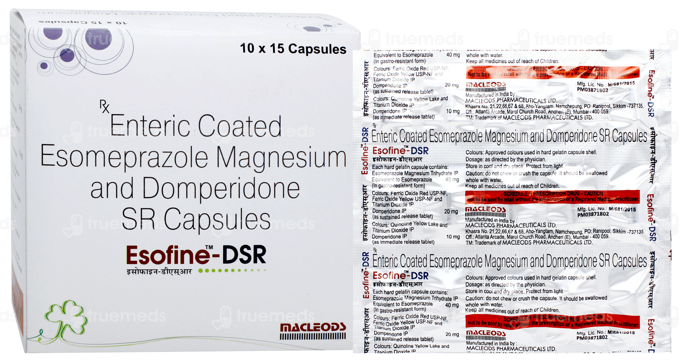 Esofine Dsr 3040 Mg Capsule 15 - Uses, Side Effects, Dosage, Price ...