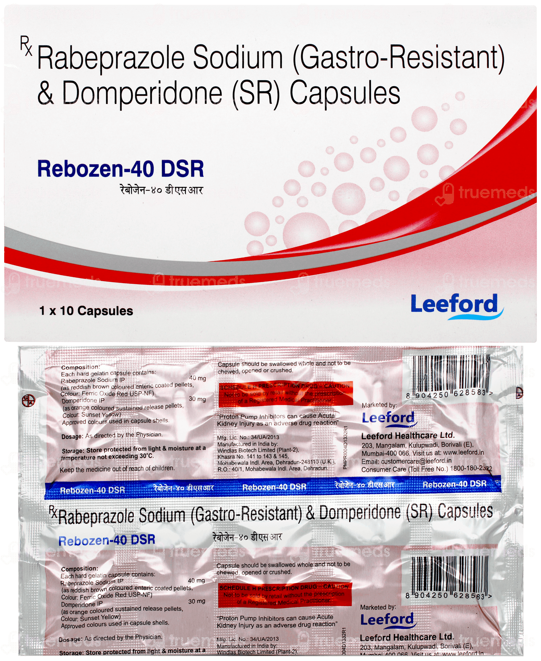 Rebozen 40 Dsr Capsule 10 - Uses, Side Effects, Dosage, Price | Truemeds