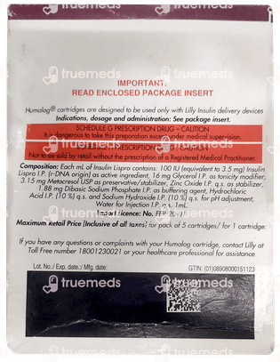 Humalog 100 IU Cartridge 3 ML (box Of | Order Humalog 100 IU Cartridge ...