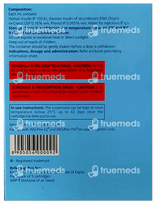 Insugen N Refil 100 Iu Cartridge 5 3 Ml - Uses, Side Effects, Dosage ...
