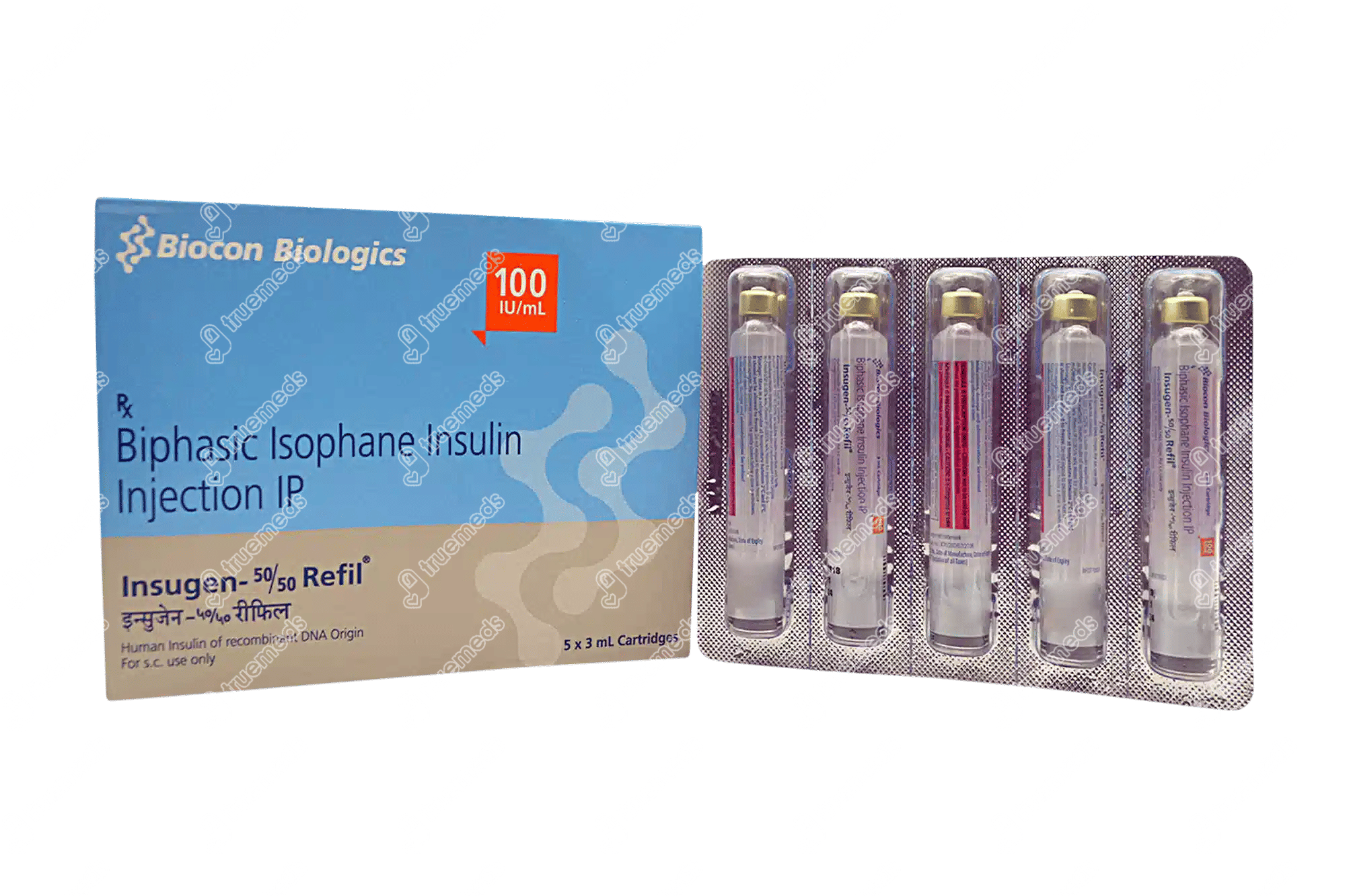 Insugen Refil 50/50 100 IU Cartridge 5 * 3 ML | Order Insugen Refil 50/ ...