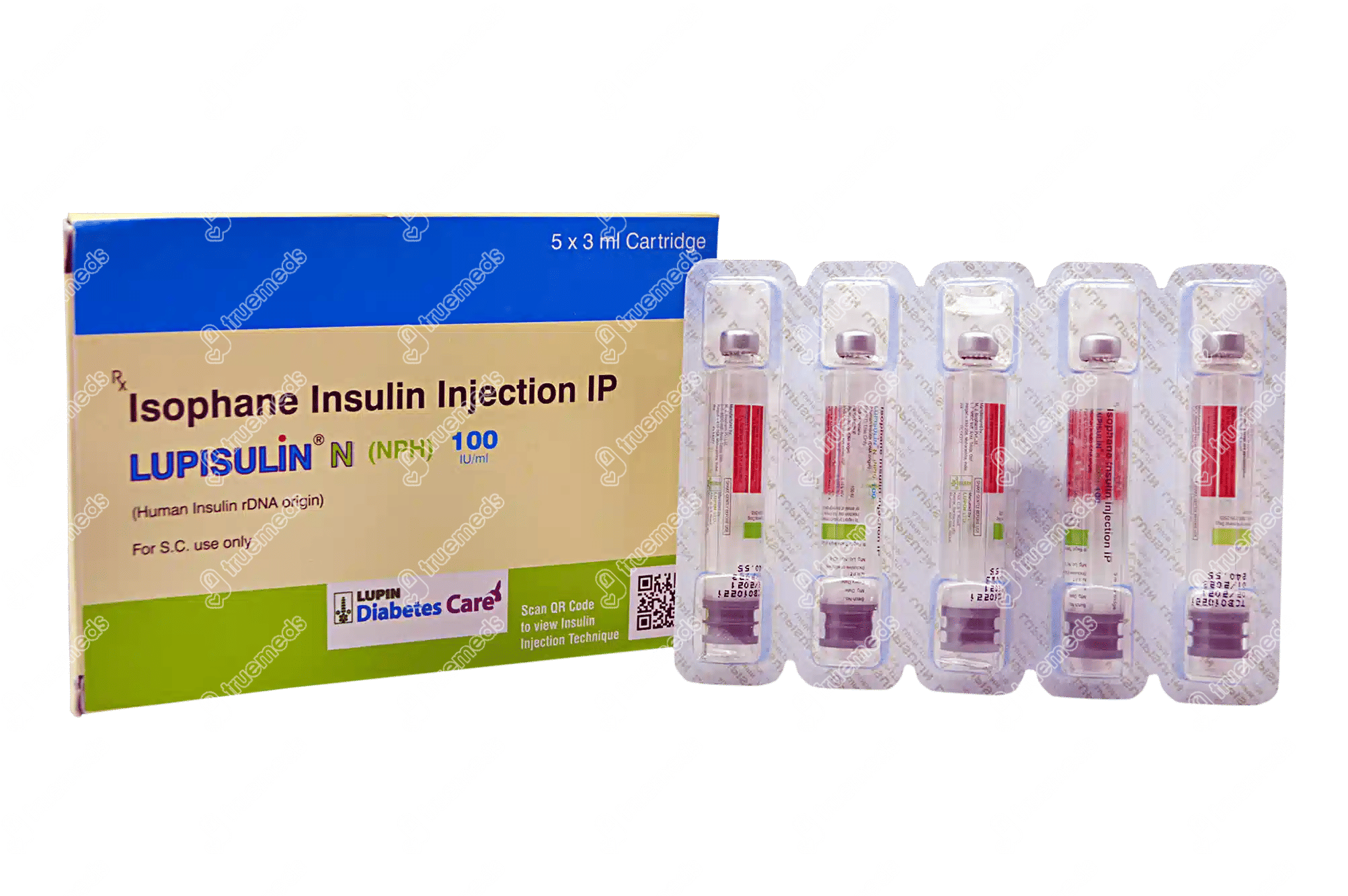 Lupisulin N 100 Iu Cartridge 3 Ml Pack Of 5 - Uses, Side Effects ...