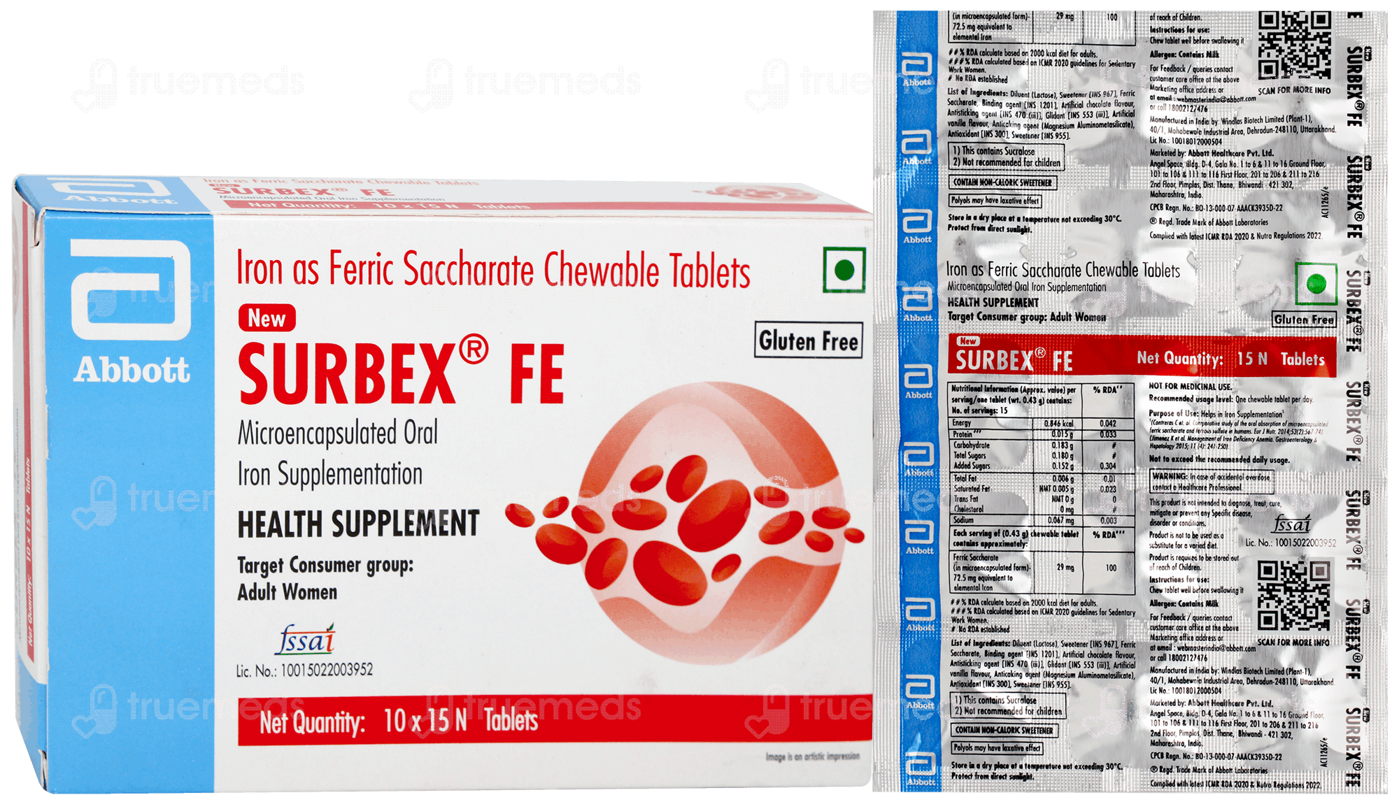 Surbex Fe New Chewable Tablet 15 - Uses, Side Effects, Dosage, Price ...