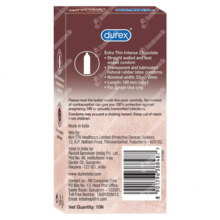 Durex Extra Thin Intense Chocolate Pack Of 10 - Uses, Side Effects ...