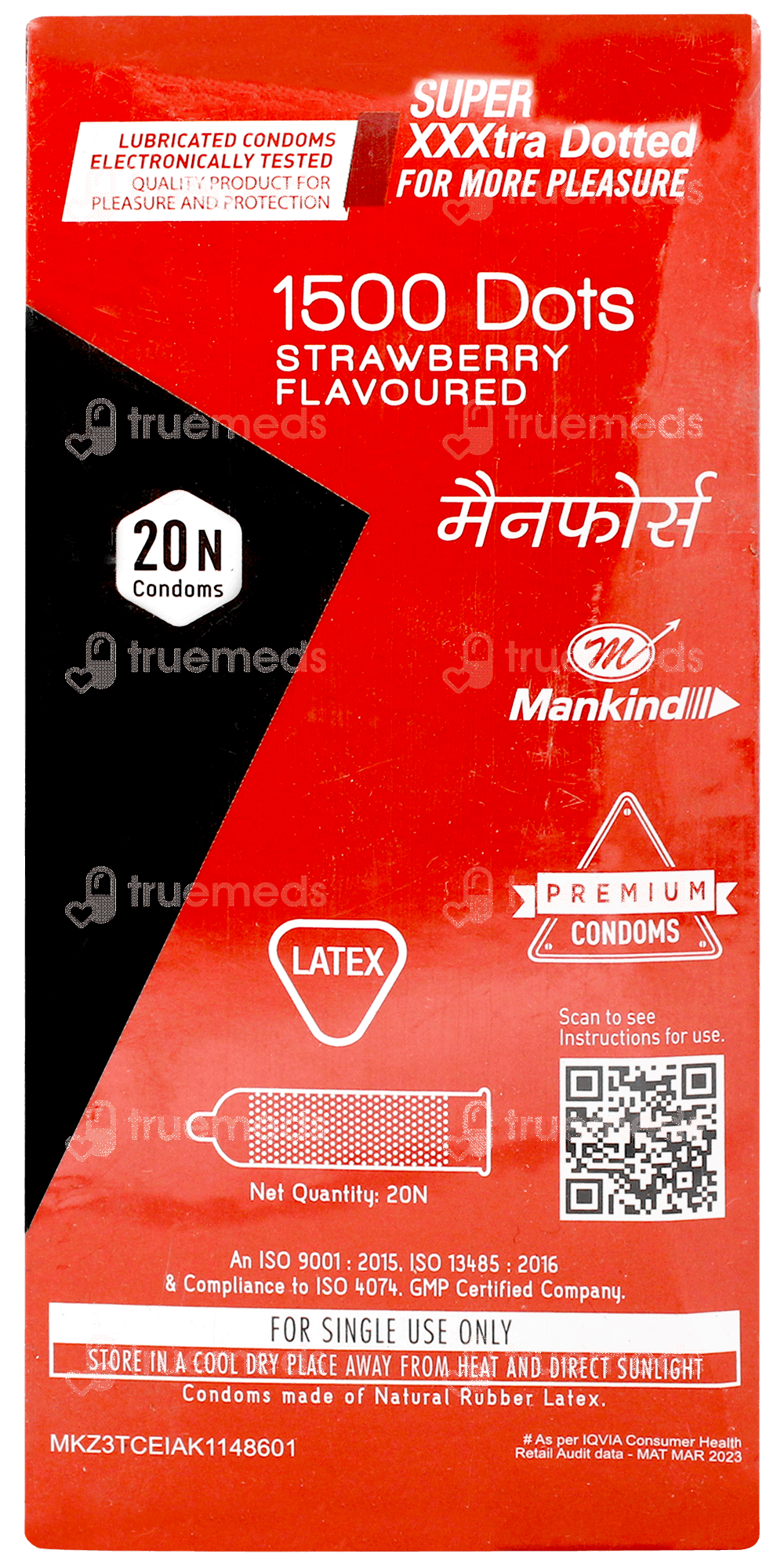 Manforce Xotic 1500 Dots Strawberry Flavoured Condoms 20 - Uses, Side ...