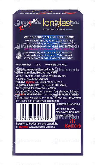 Kamasutra Pleasure Series Longlast Condom 12 - Uses, Side Effects ...