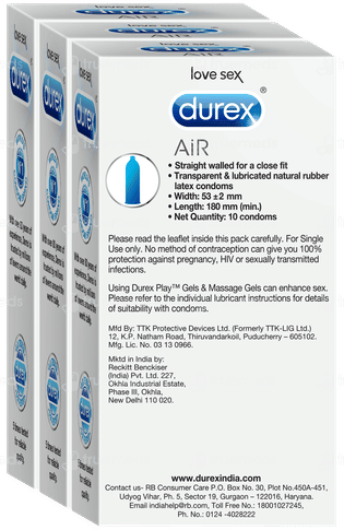 Durex Air Ultra Thin Condom 30 - Uses, Side Effects, Dosage, Price ...