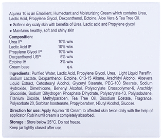 Aqurea 10 Moisturizing Urea Cream 100 Gm - Uses, Side Effects, Dosage ...