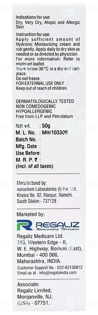 Hydronic Moisturizing Cream 50 Gm - Uses, Side Effects, Dosage, Price ...