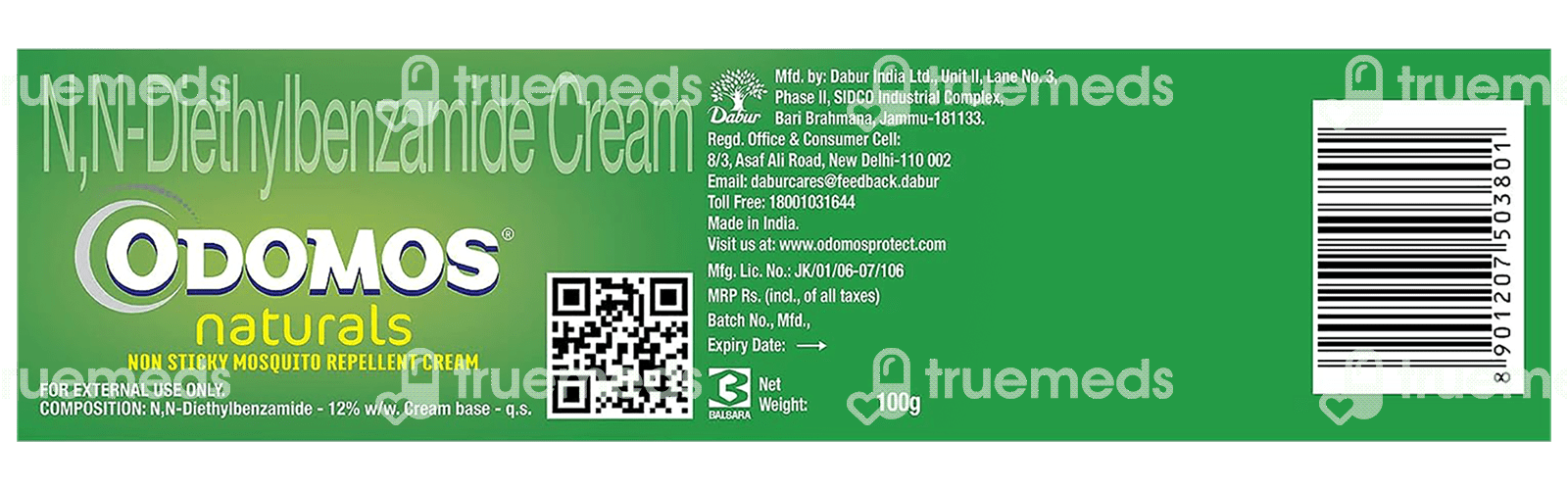 Odomos Naturals Cream 100 Gm - Uses, Side Effects, Dosage, Price | Truemeds