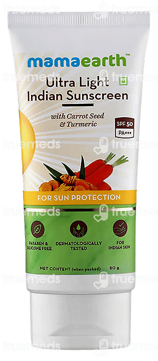 Mamaearth Indian Ultra Light Spf 50 Sunscreen 80 Ml - Uses, Side ...