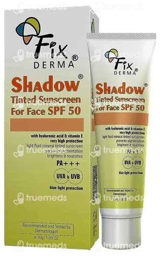 Fixderma Shadow Spf 50 Tinted Sunscreen For Face Cream 30 Gm - Uses ...