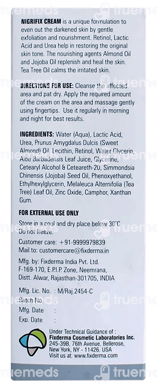 Fixderma Nigrifix Cream 100 Gm - Uses, Side Effects, Dosage, Price ...