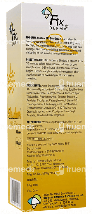 Fixderma Shadow Spf 50 Cream 75 Gm - Uses, Side Effects, Dosage, Price ...