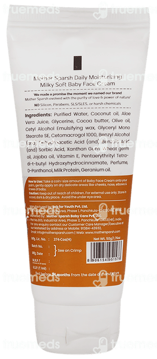 Mother Sparsh Daily Moisturizing Milky Soft Baby Face Cream 50gm - Uses ...